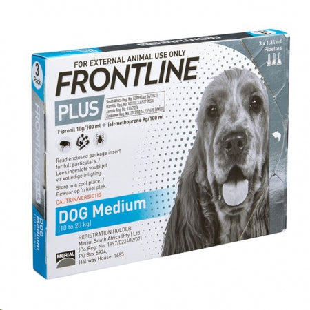 FRONTLINE PLUS 3PIPS MED 10-20KG – Pet O' Treats